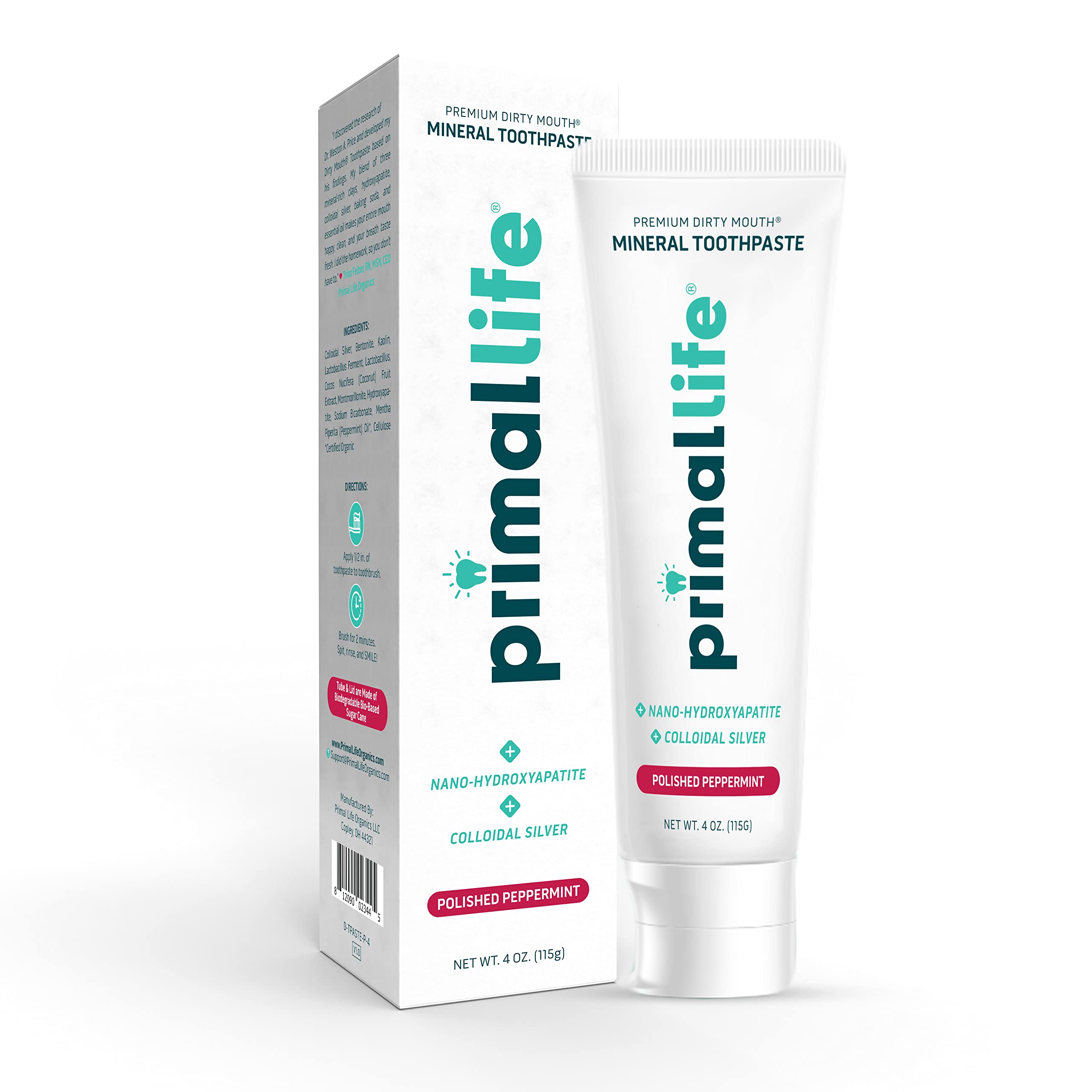 Primal Life Organics Premium Dirty Mouth Mineral Toothpaste - Nano-Hyd ...