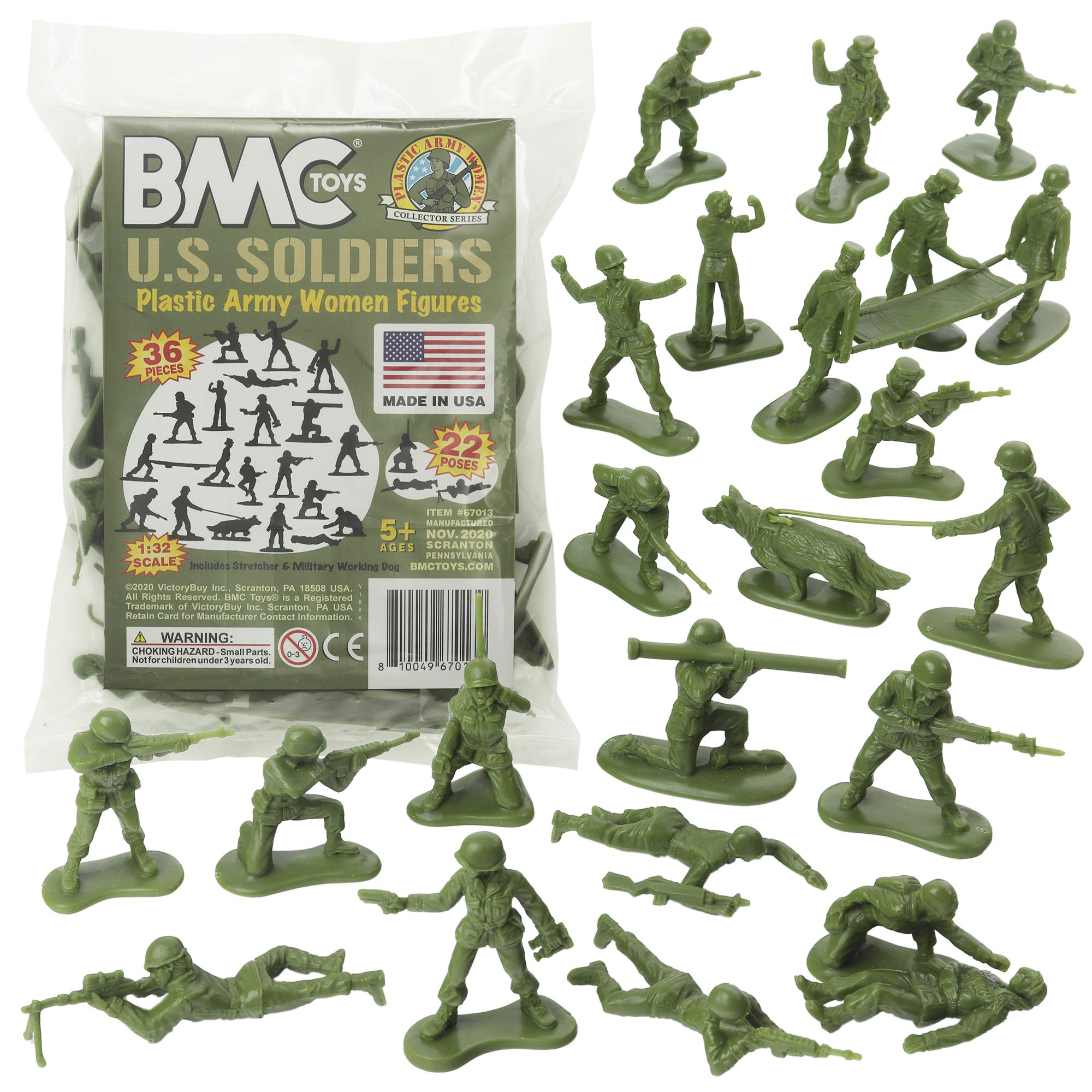 BMC Plastic Army Women - 36pc OD Green Female Soldier Figures - Made i ...