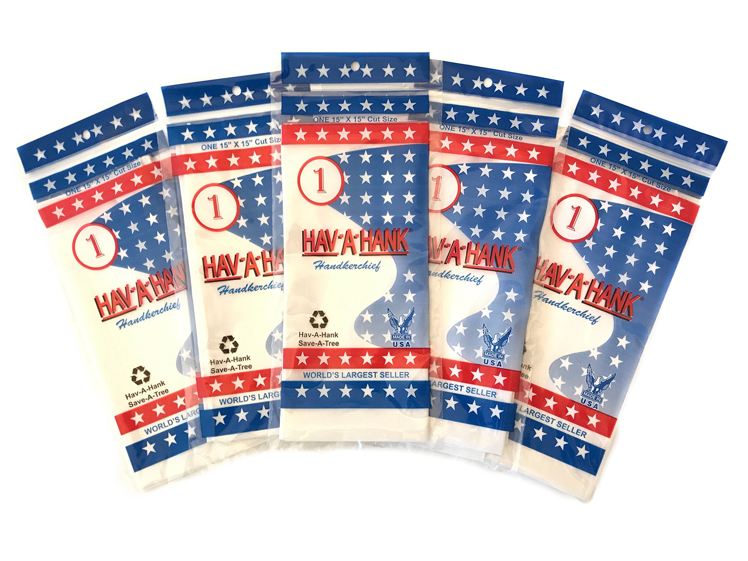 HAV-A-HANK Genuine MADE IN USA Handkerchief 15 inch [5 Pack] – USA ...